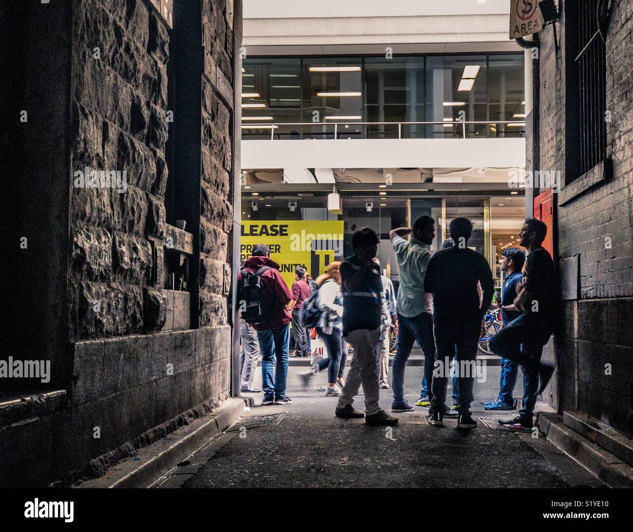 Language school students on smoko break Stock Photo - Alamy