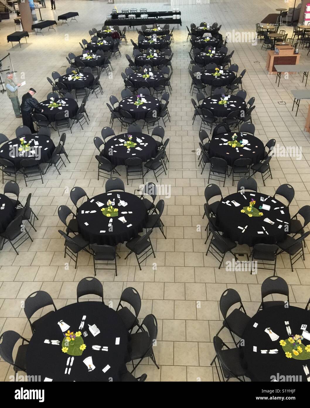 Setting up for a luncheon Stock Photo - Alamy