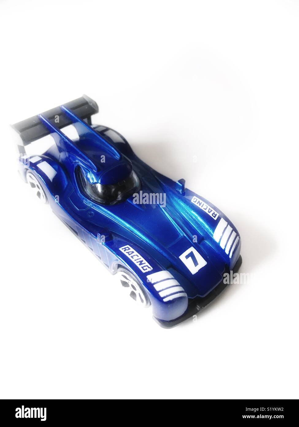 Blue racing toy car Stock Photo - Alamy
