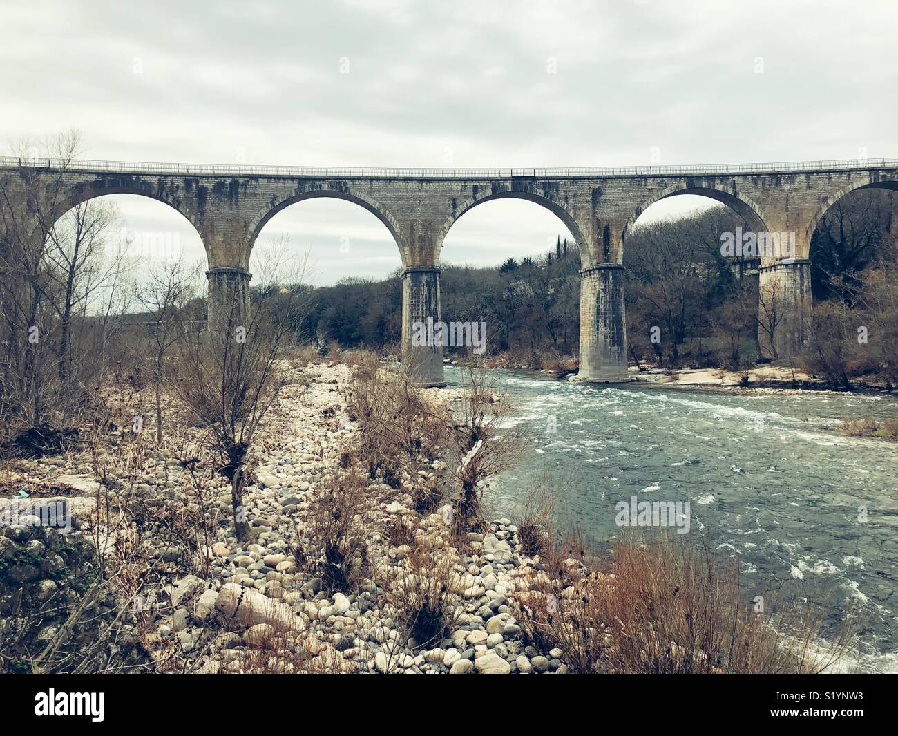 Bridge Vogue Ardeche river France Stock Photo - Alamy