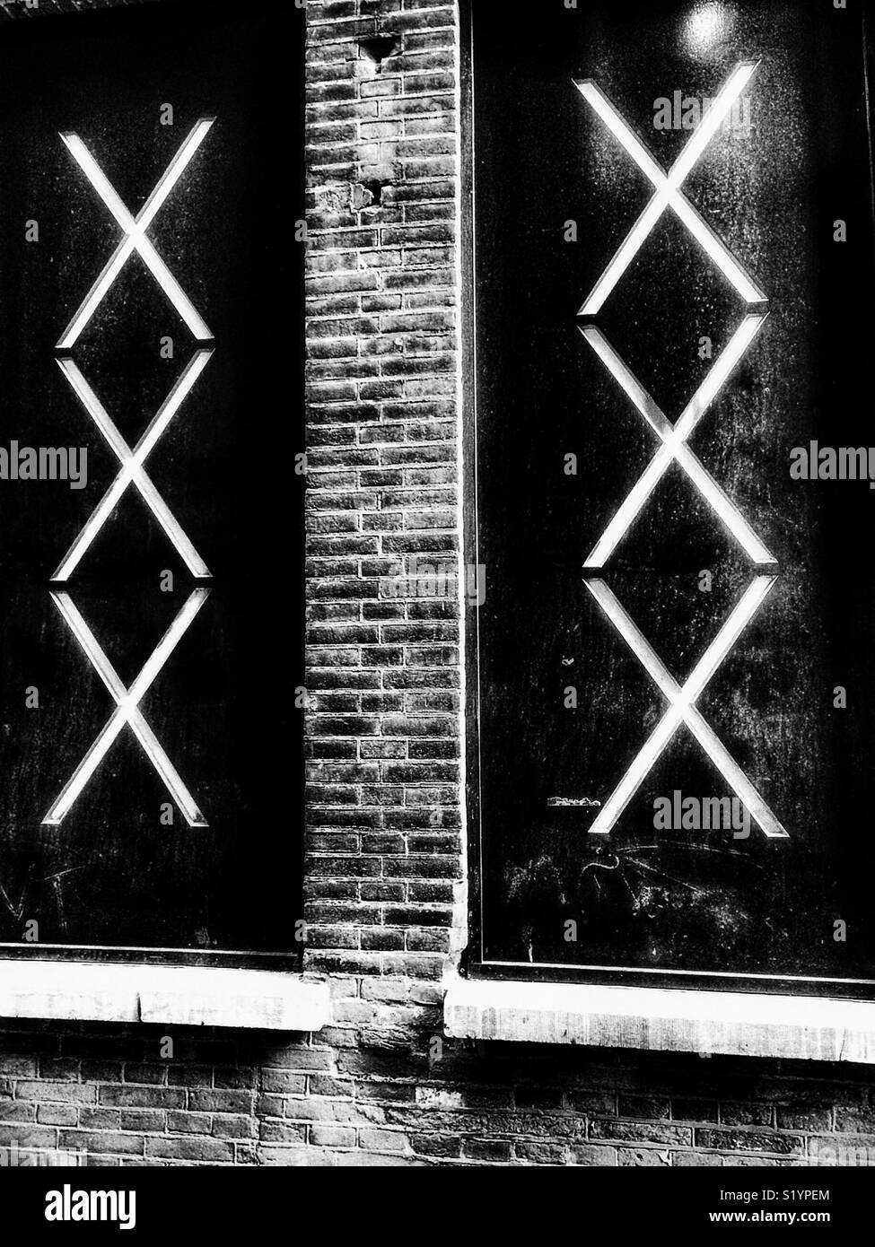 Vertical lines of 3 crosses design of the flag of Amsterdam, Holland ...