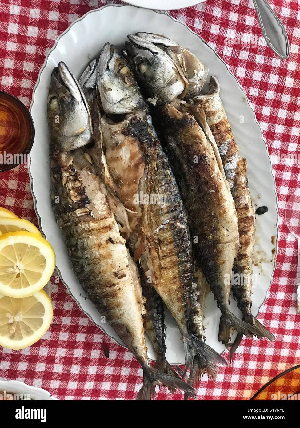 Lemon grilled mackerel hi-res stock photography and images - Alamy