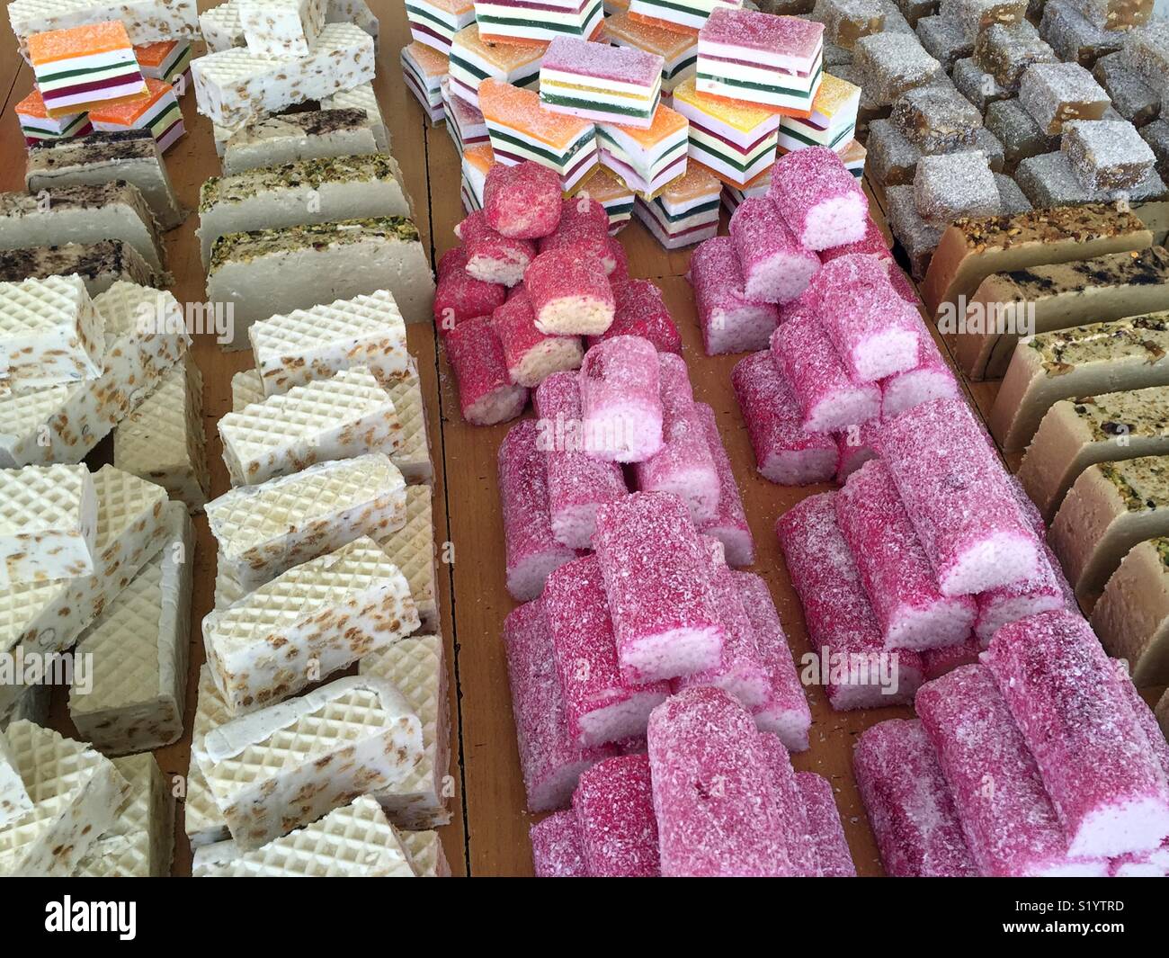 Delicious and colorful selection of Israeli sweets from sugar, fruit ...