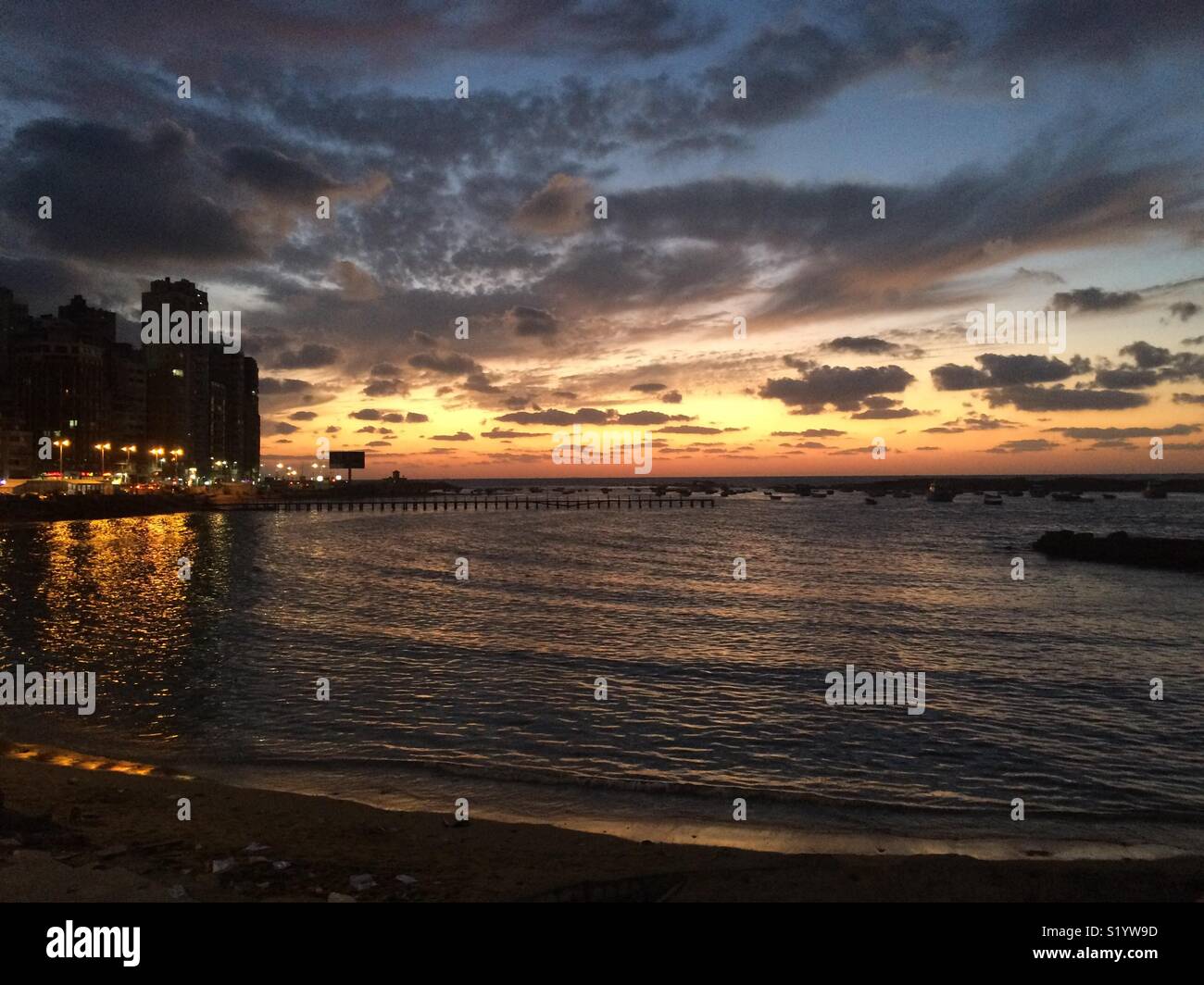 Amazing sunset, Alexandria, Egypt Stock Photo - Alamy