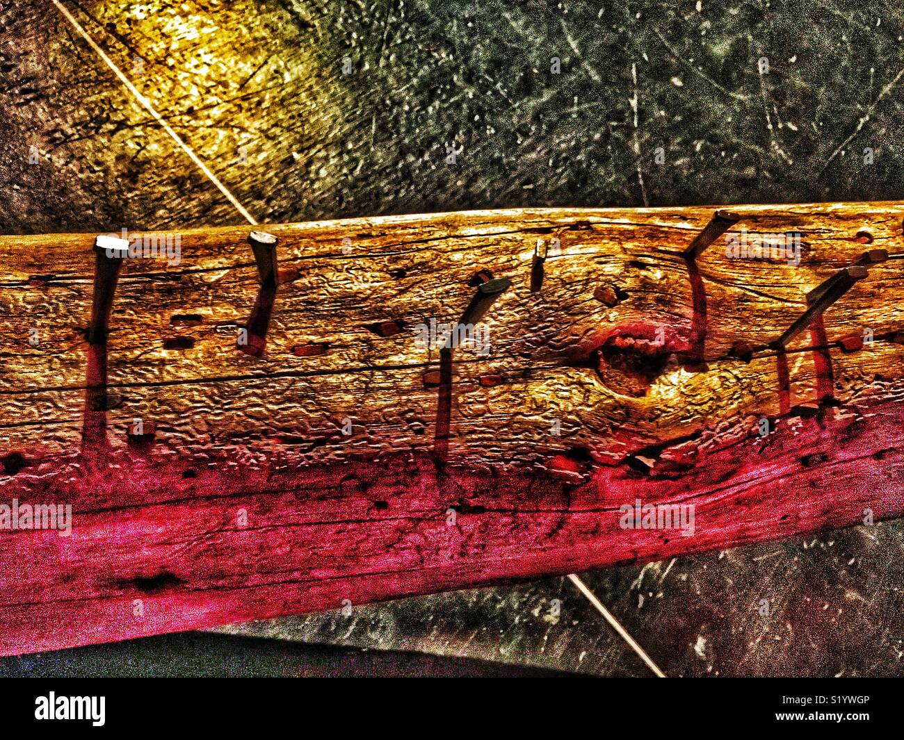 Nails driven into wooden cross to symbolize Jesus’ crucifixion Stock ...