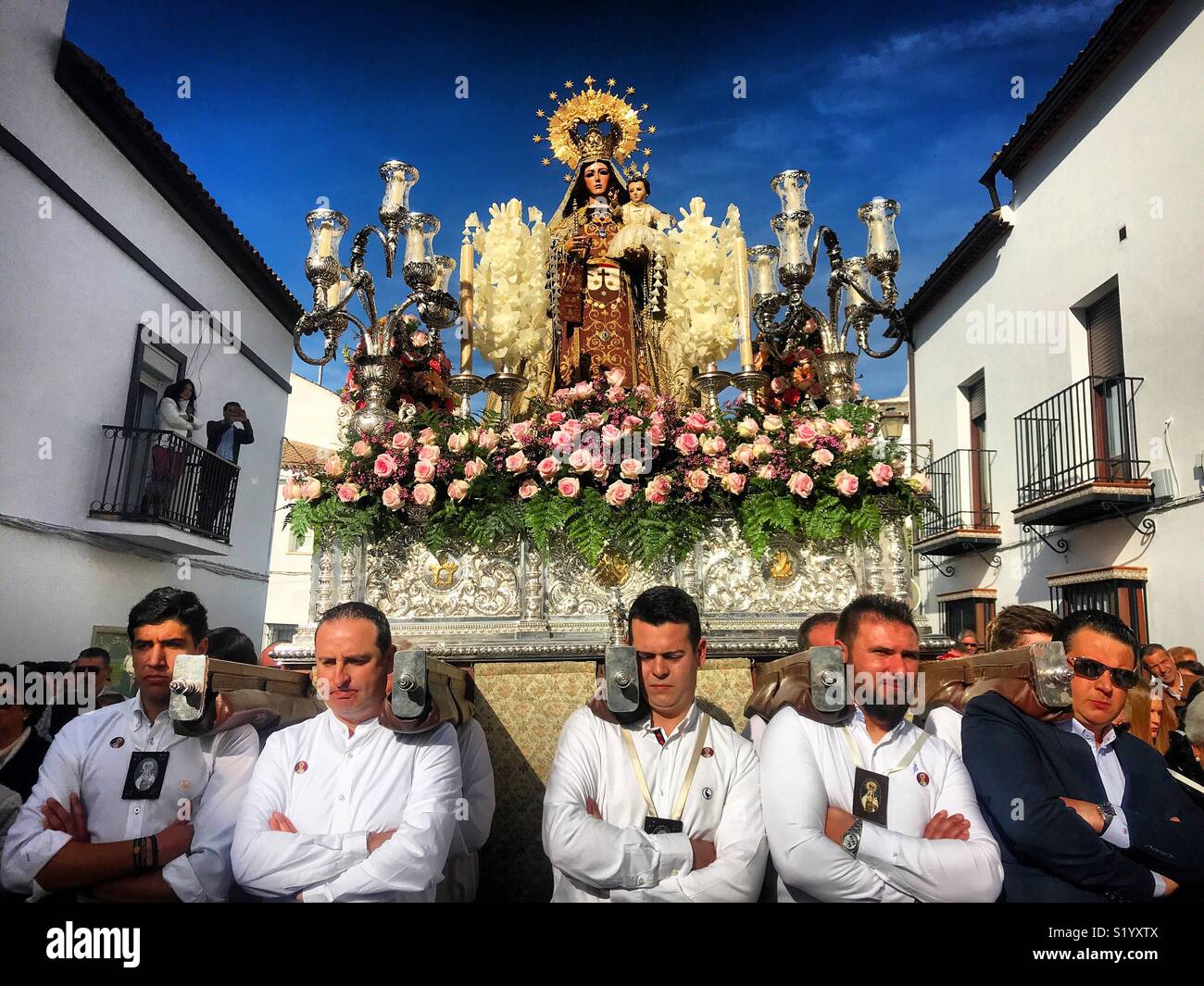 Men carry an image of Our Lady of Carmel during Easter Holy Week in ...