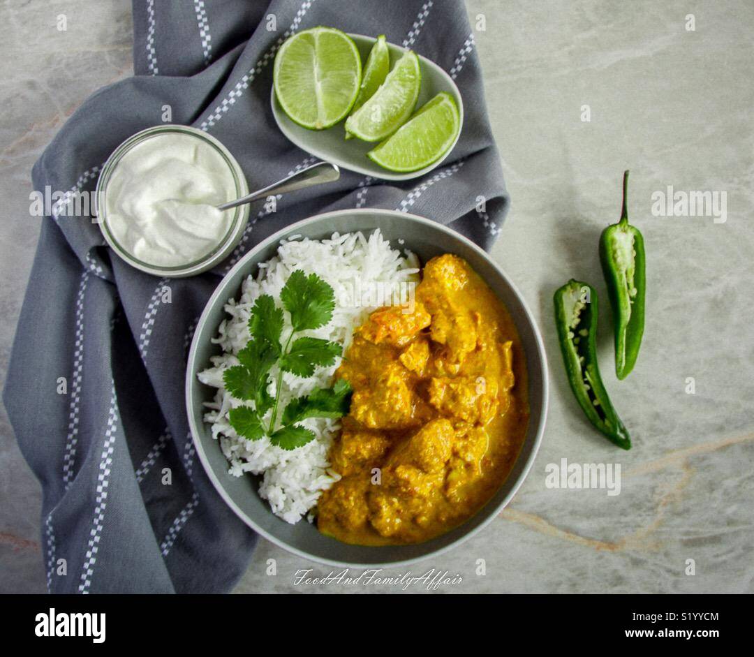 Creamy Chicken Curry And Rice Stock Photos & Creamy Chicken Curry And ...