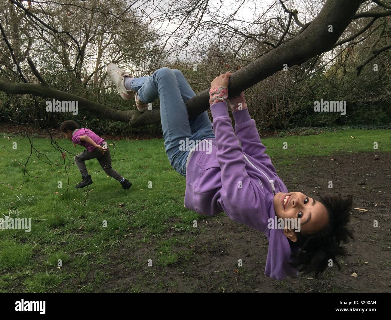 Children playing outside Stock Photo - Alamy