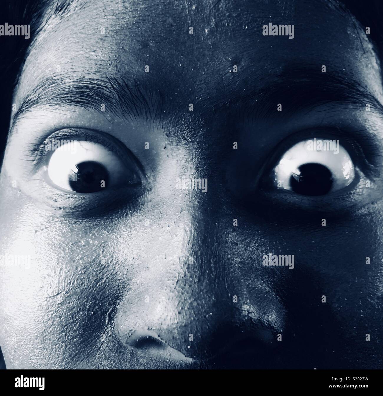 Girl extreme close up with wide surprised eyes Stock Photo - Alamy