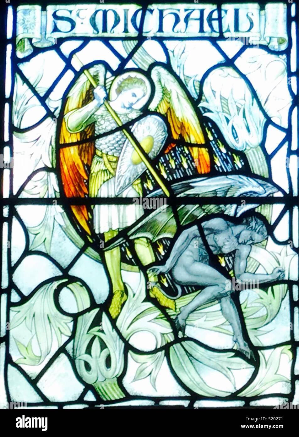 Saint michael devil stained glass hi-res stock photography and images ...