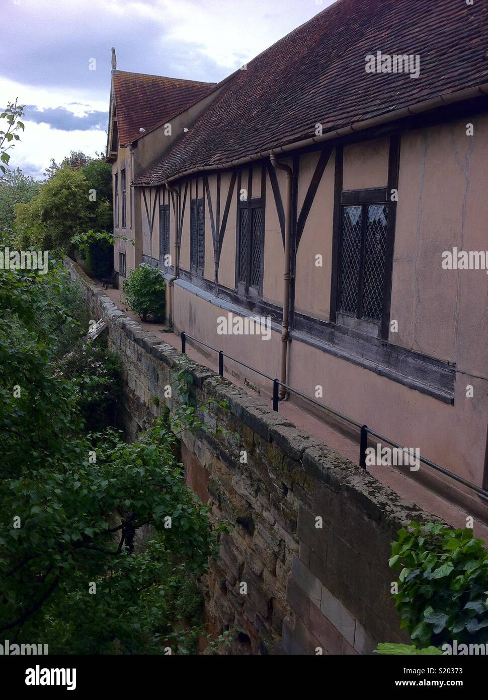 Medieval buildings and town wall, Lord Leycester Hospital, Warwick ...