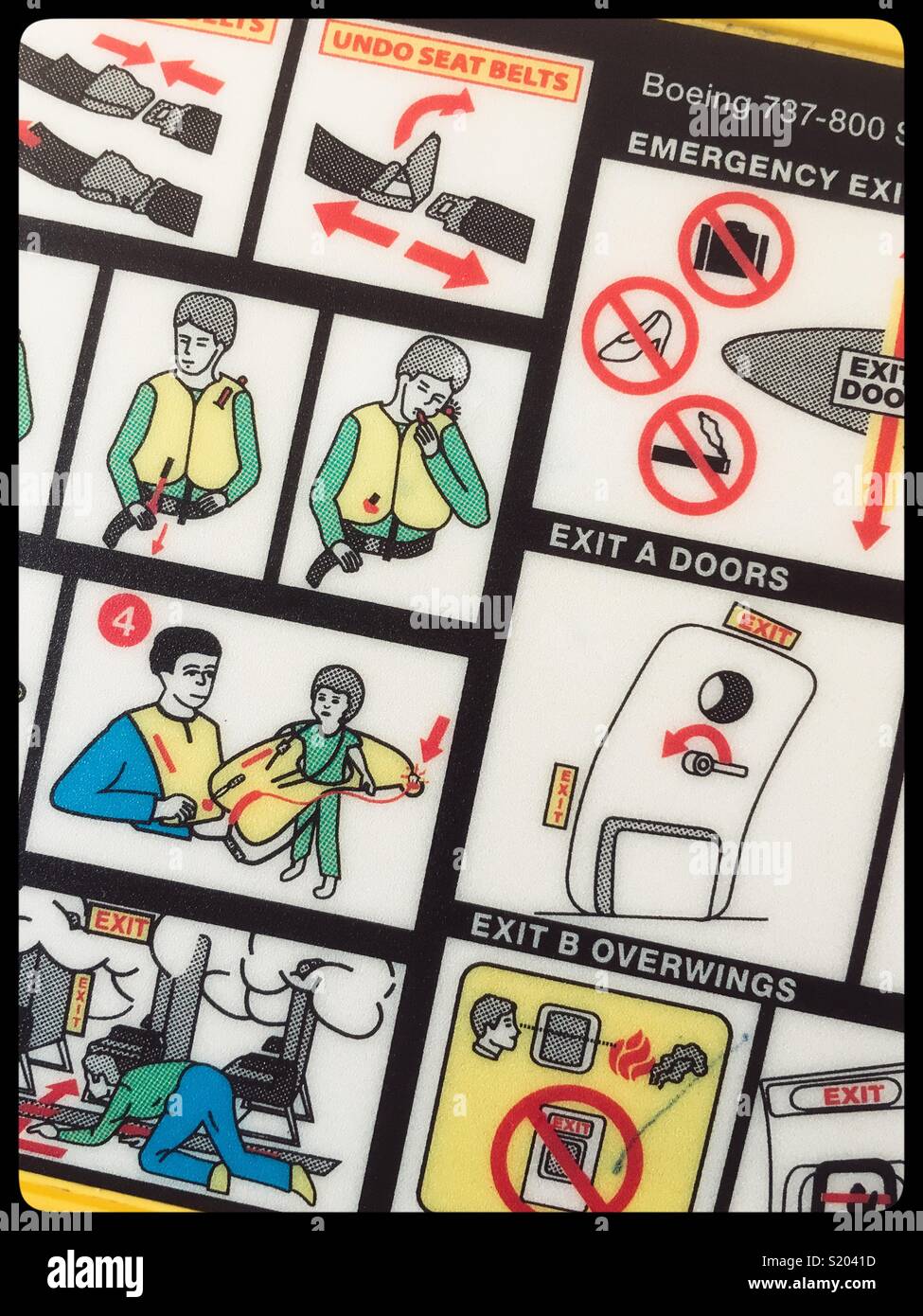 Airline passenger emergency instructions Stock Photo - Alamy