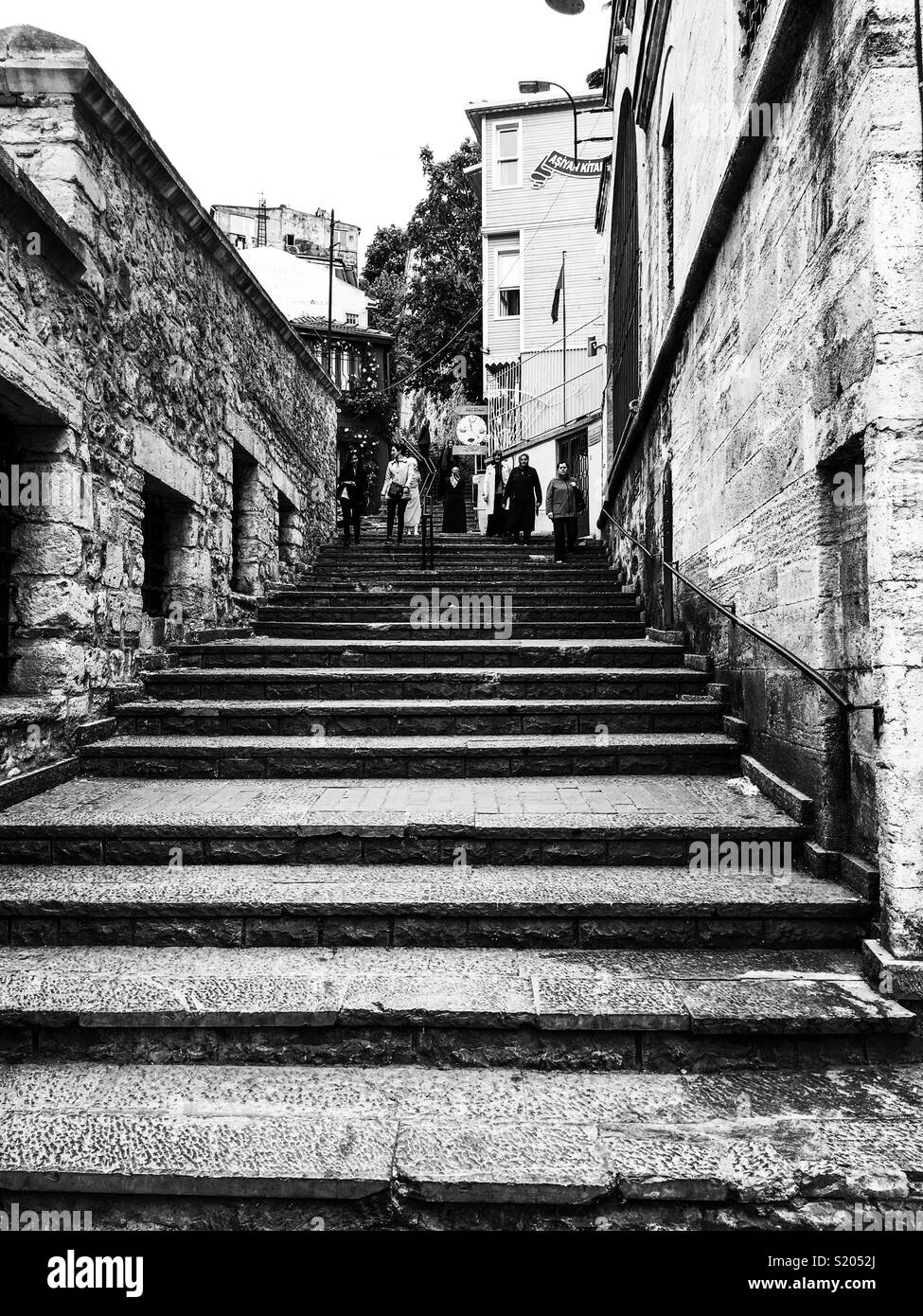 Stone wall side old street steps Stock Photo - Alamy