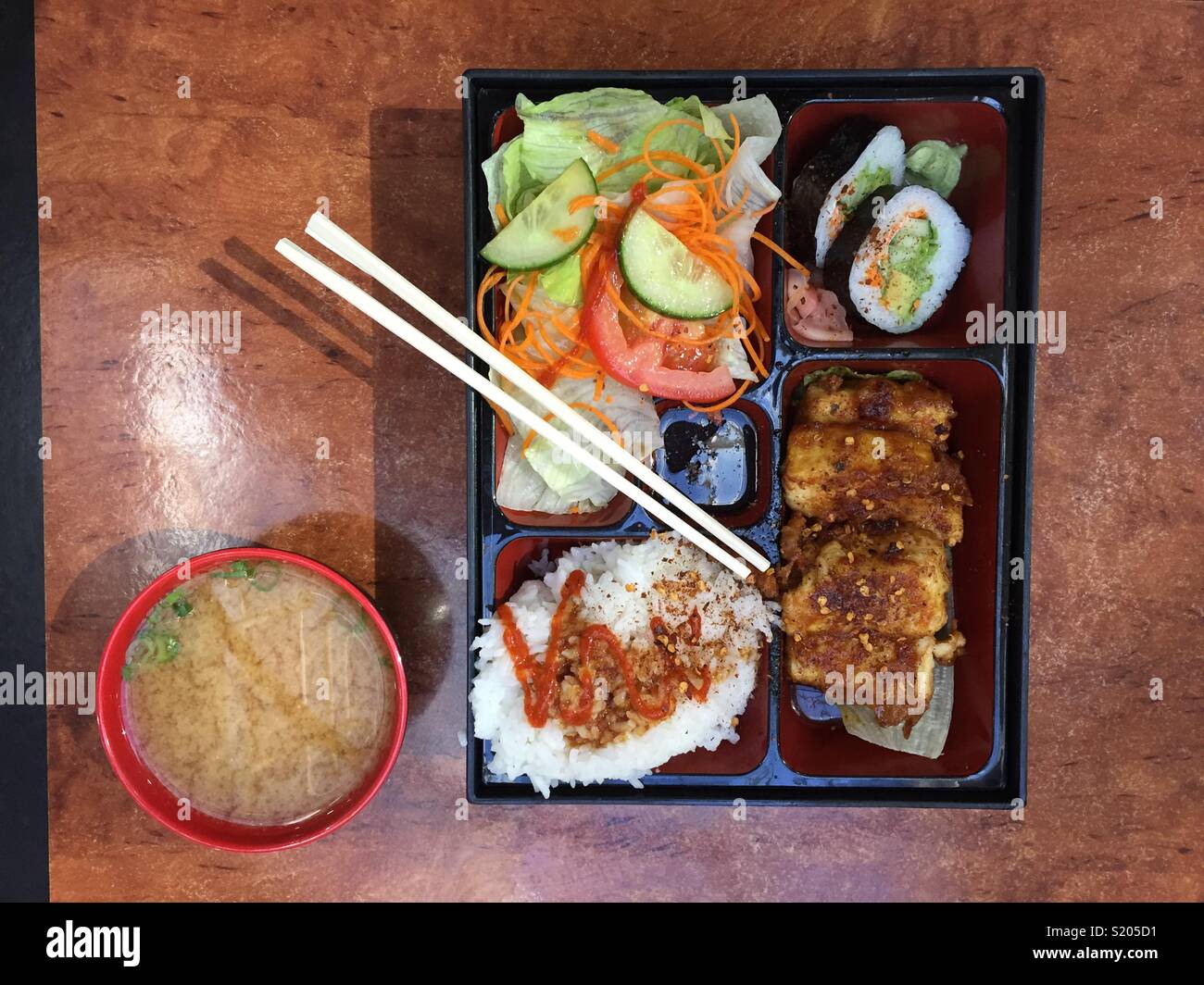 Vegan tofu bento set with miso soup Stock Photo - Alamy