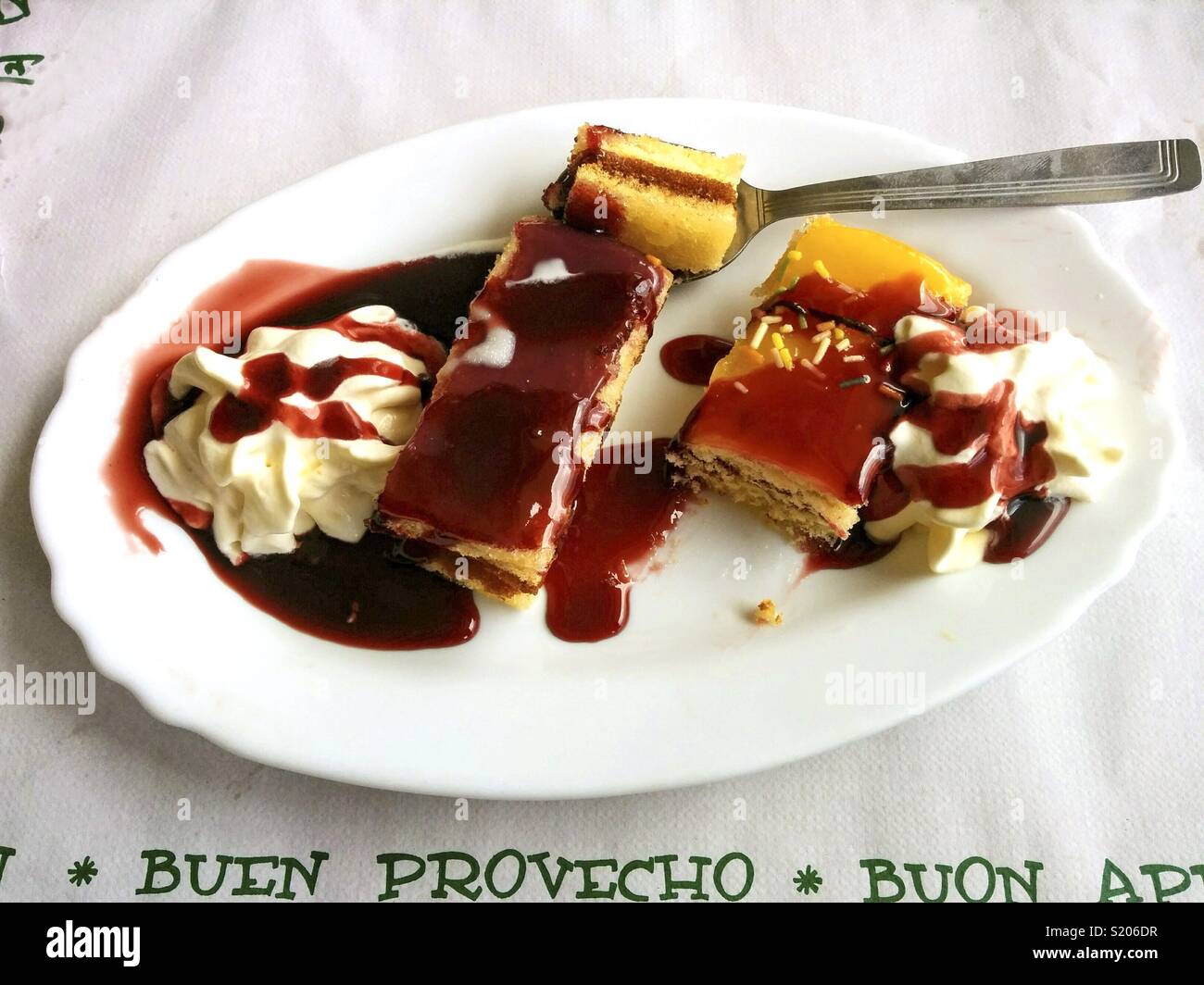 Sponge cake with cream and jam Stock Photo - Alamy