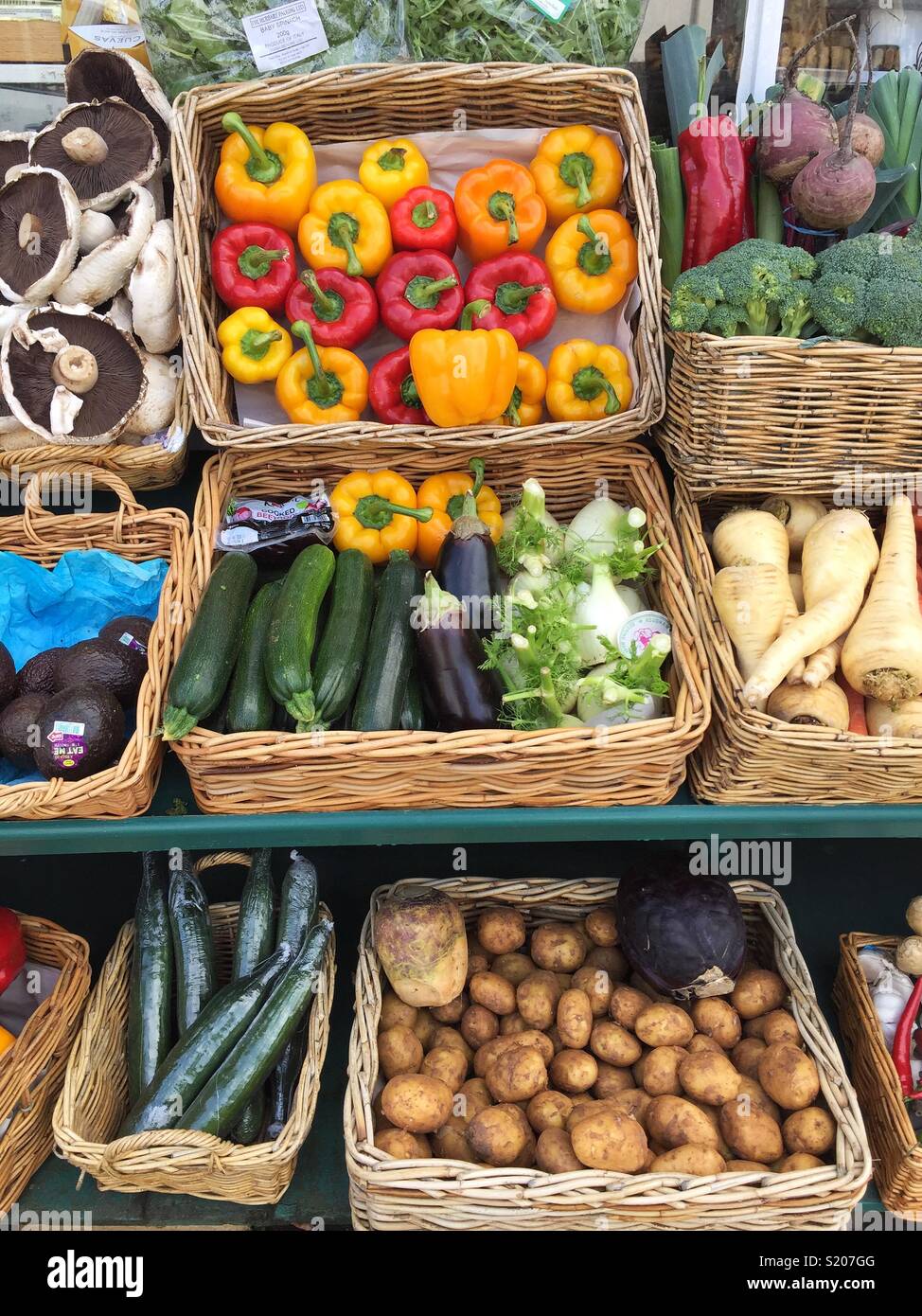 Baskets full of local, home grown vegetables and fruit from local ...