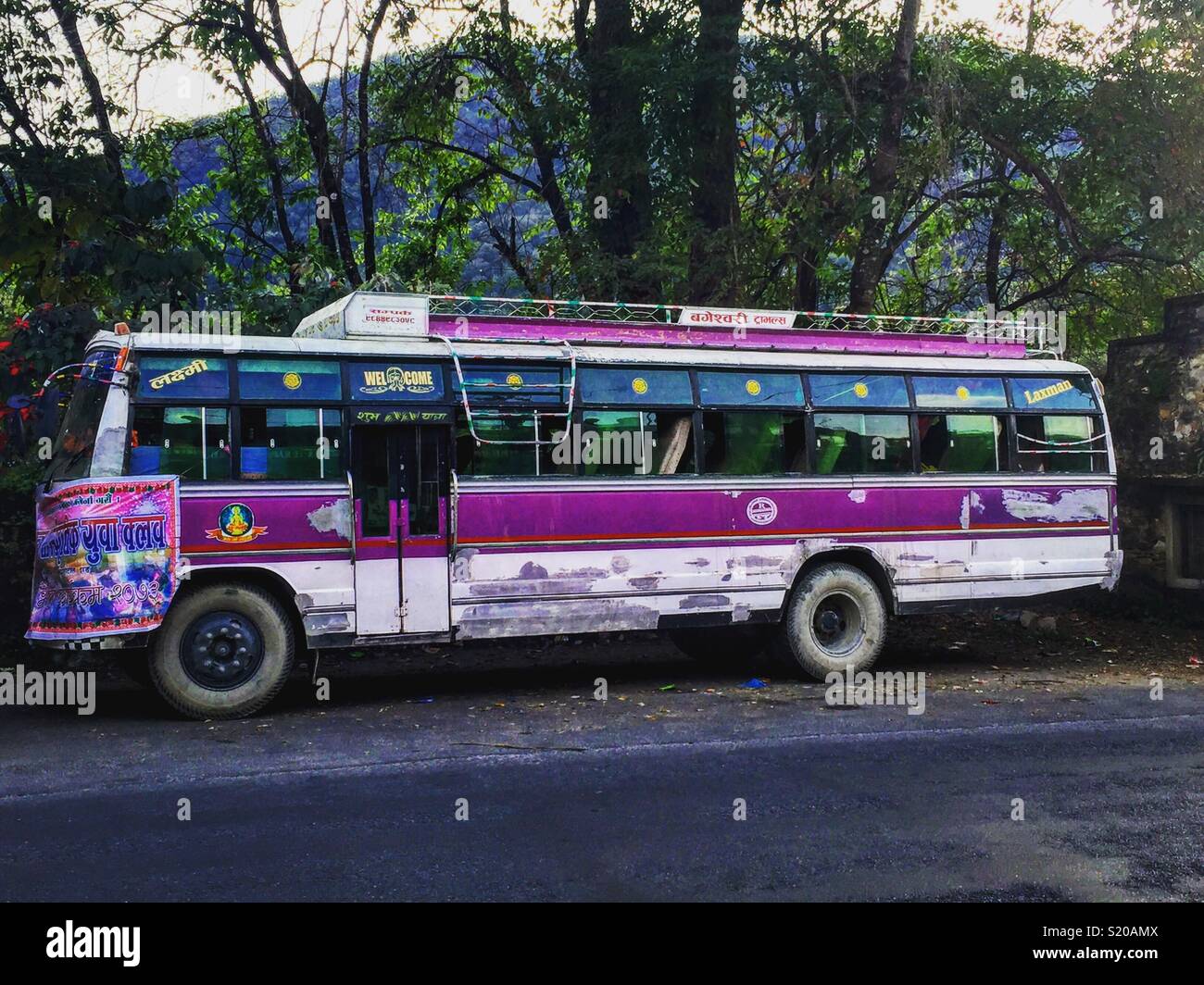 Nepal local bus Stock Photo - Alamy
