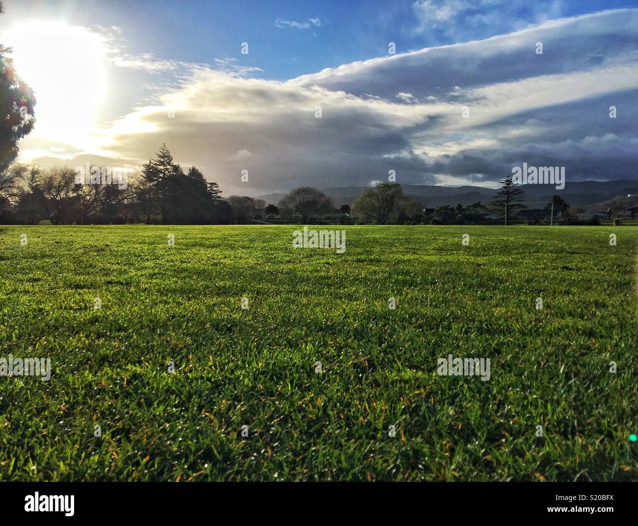Soccer field landscape Stock Photo - Alamy