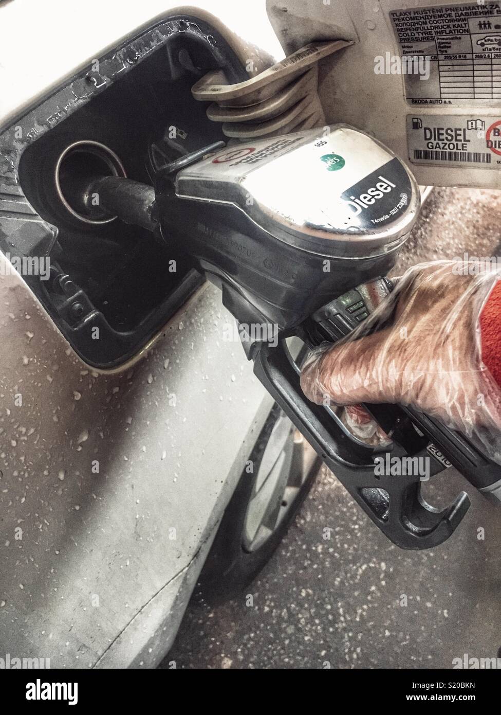 Refilling with Diesel Stock Photo - Alamy