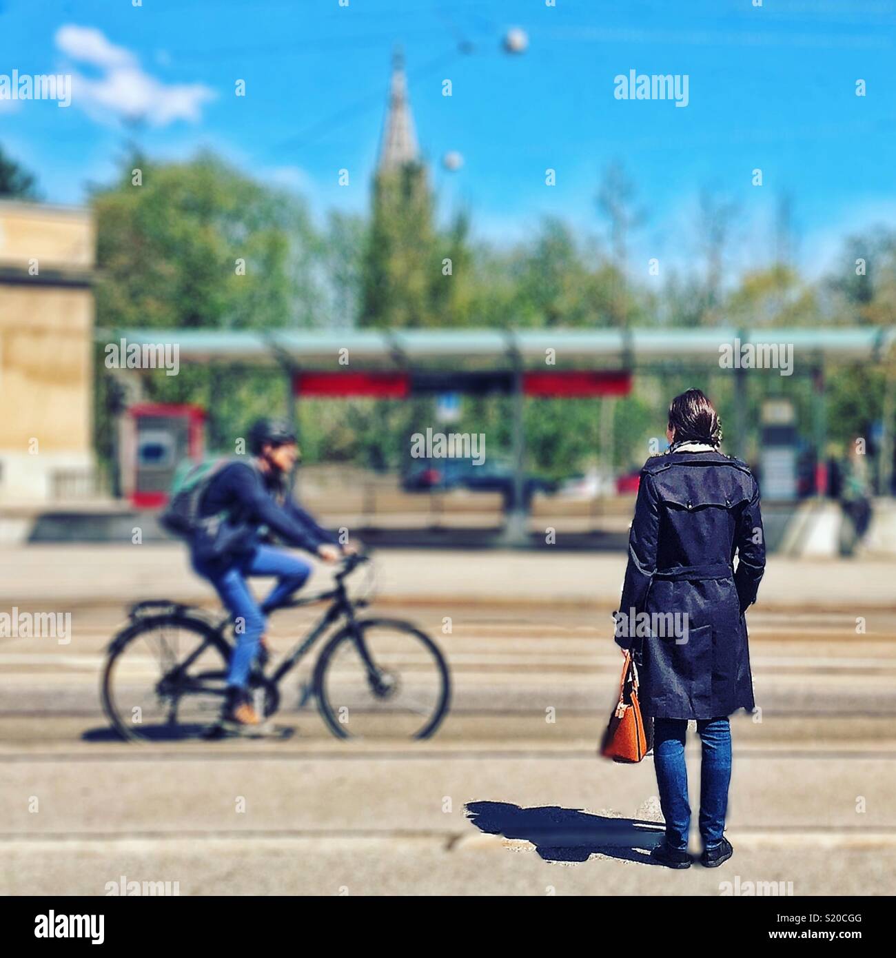 Pedestrian cyclist bus hi-res stock photography and images - Alamy