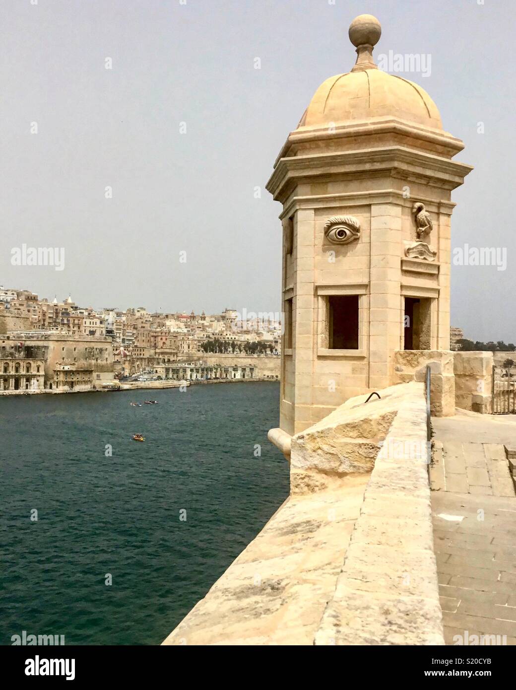 Watchtower over Grand Harbour Stock Photo - Alamy