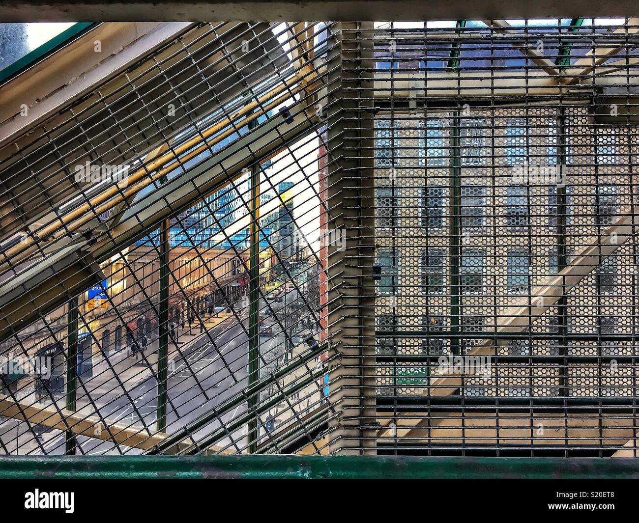 View if Clinton Street in Chicago, seen from the elevated platform of ...
