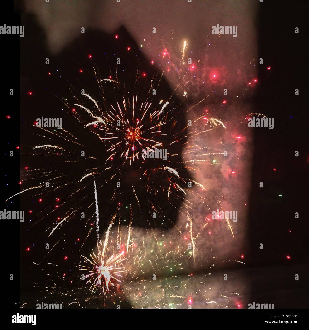 Silhouette of woman’s face with fireworks Stock Photo - Alamy