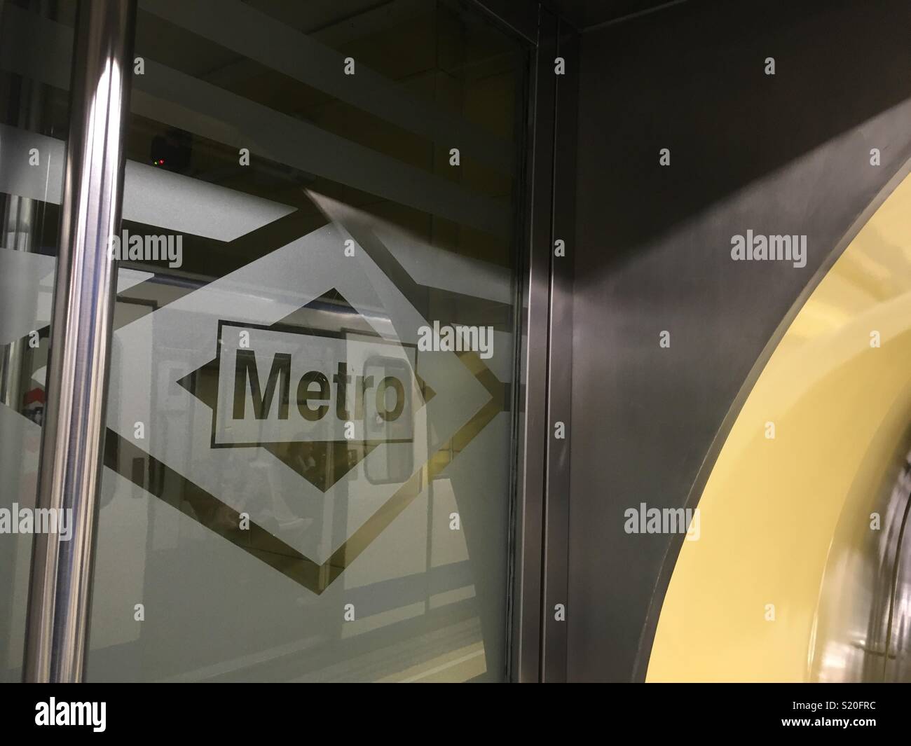 Madrid metro station etched glass windows Stock Photo - Alamy