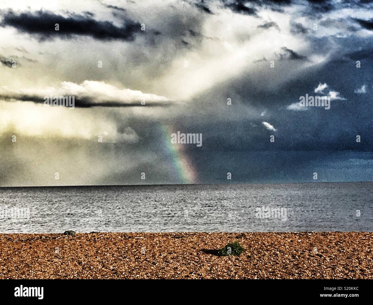 Rainbow over the North Sea, Bawdsey Ferry, Suffolk, UK Stock Photo - Alamy