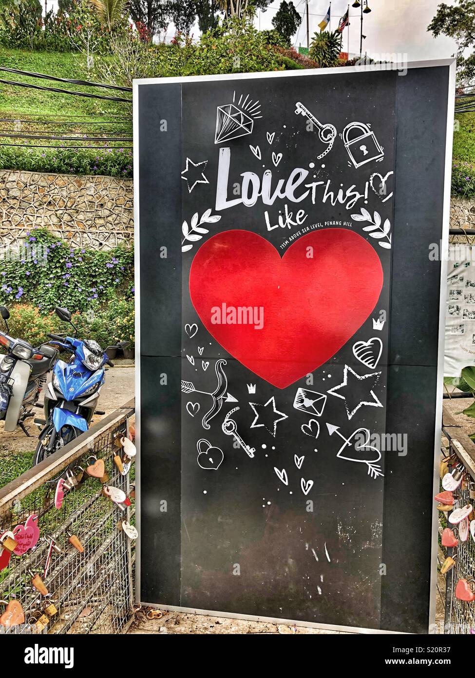 Love like this photo op board where love locks hang in Penang, Malaysia ...