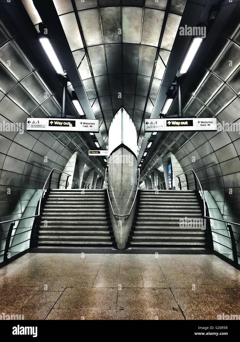 Calm beneath the City - Southwark Underground Station, London Stock ...
