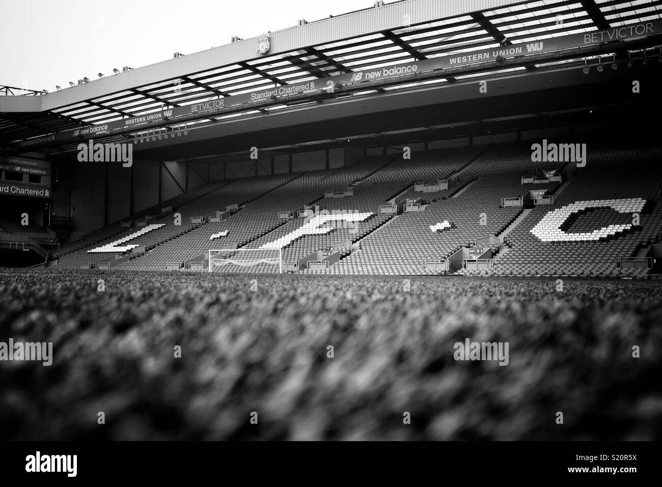 Anfield stand Black and White Stock Photos & Images - Alamy
