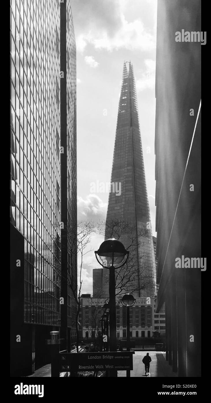The Shard, London. Taken near Monument from an alley Stock Photo - Alamy