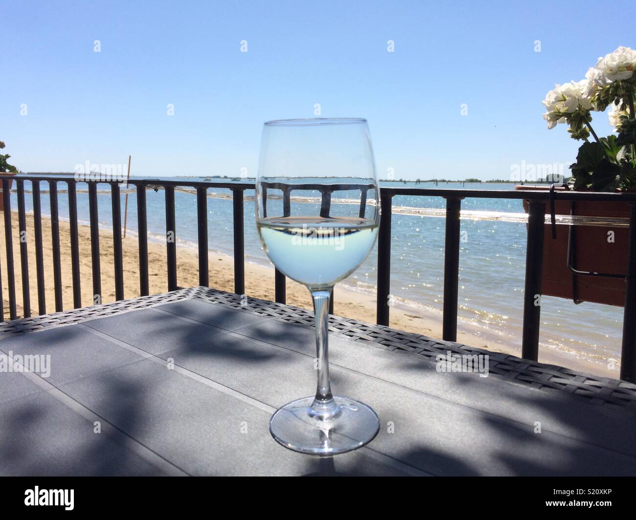 A glass of prosecco by the beach on Sant’Erasmo in Venice Stock Photo ...