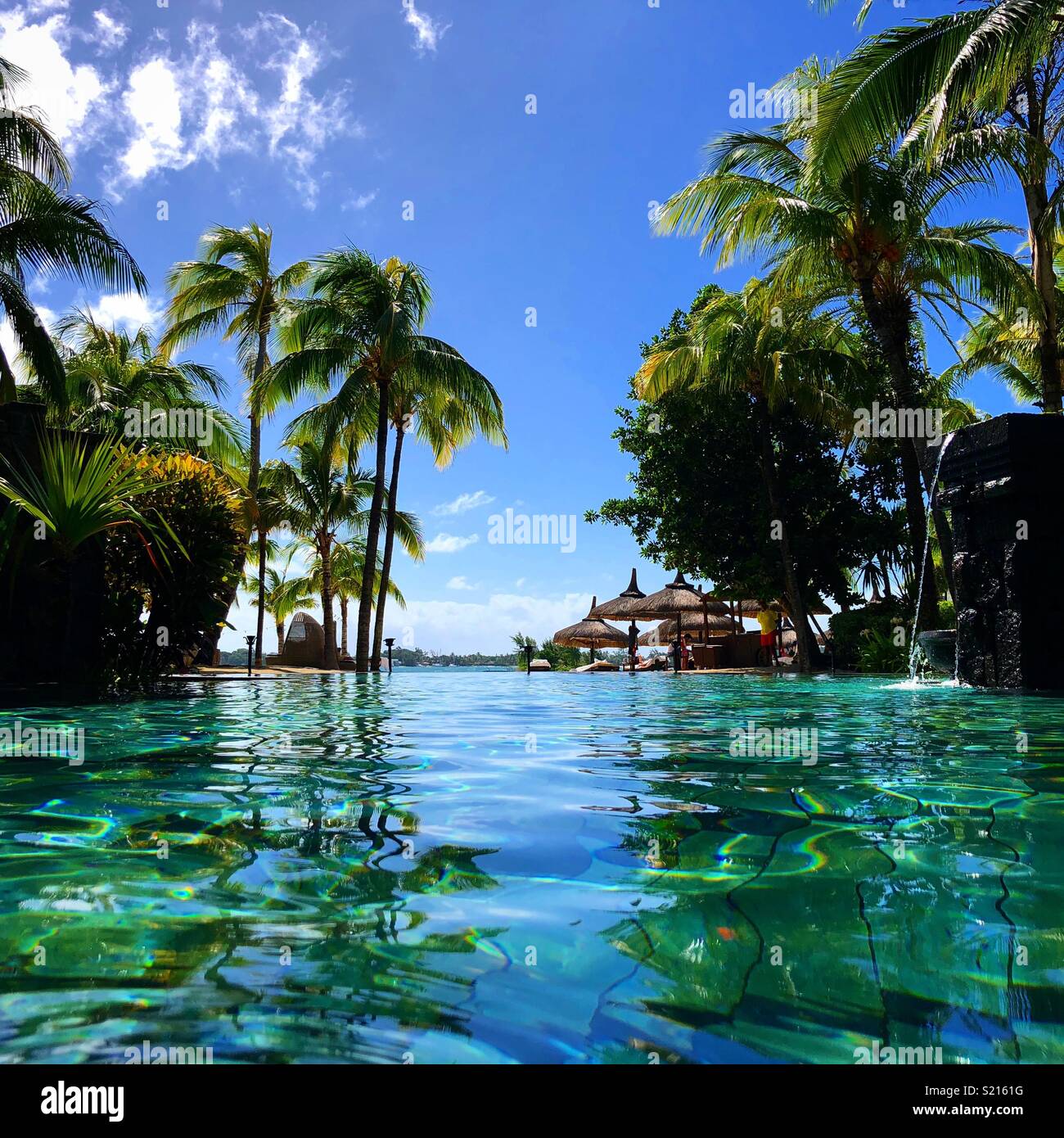 Pool towards sea. Mauritius, Indian Ocean Stock Photo - Alamy
