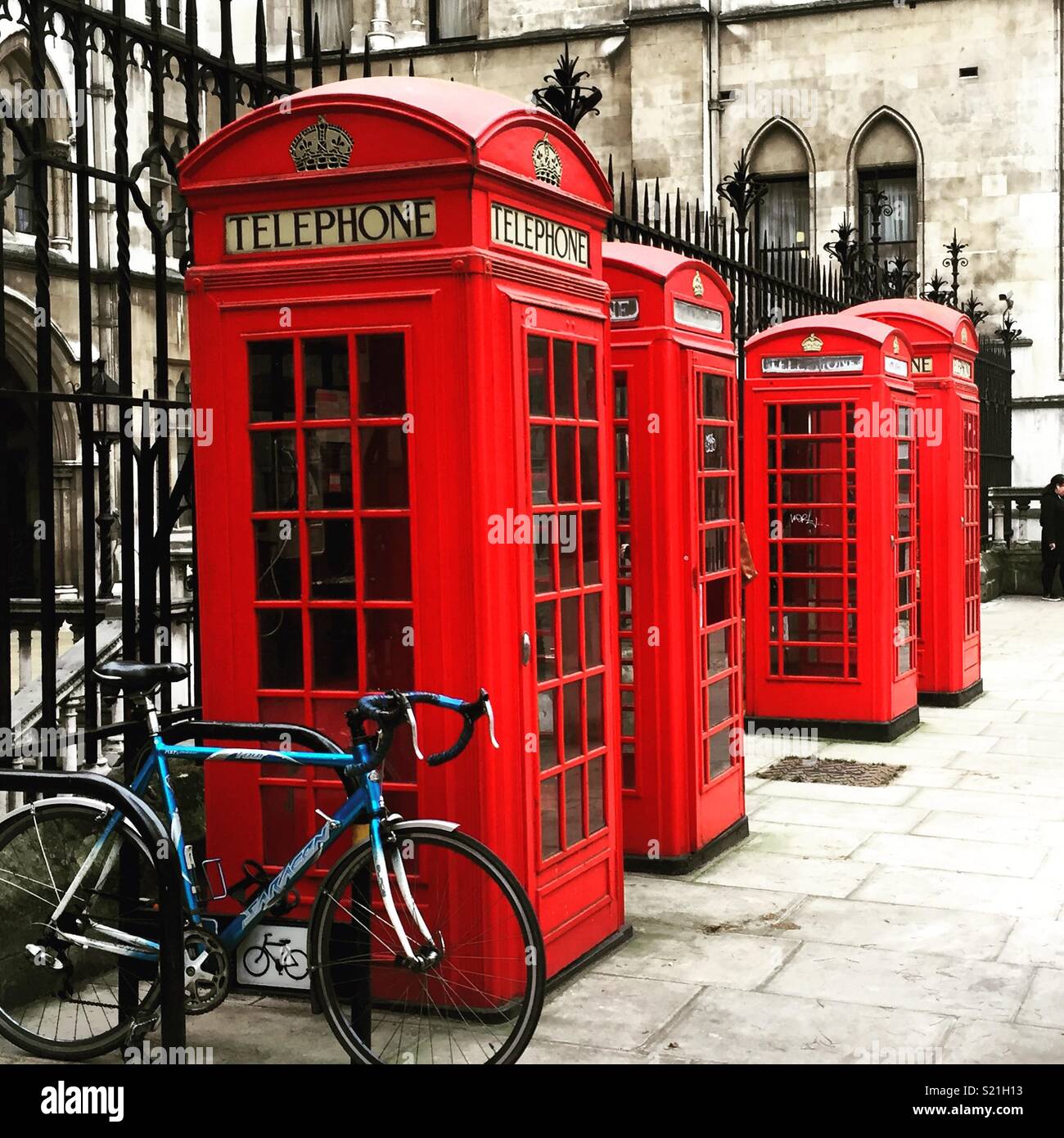 British telephone boxes by the Royal Courts of Justice Stock Photo - Alamy