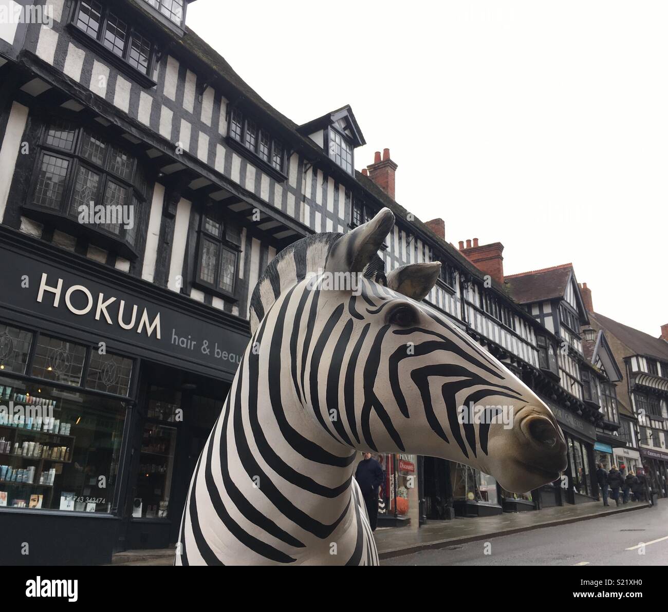 Zebra and Tudor buildings on Wyle Cop, Shrewsbury Stock Photo - Alamy