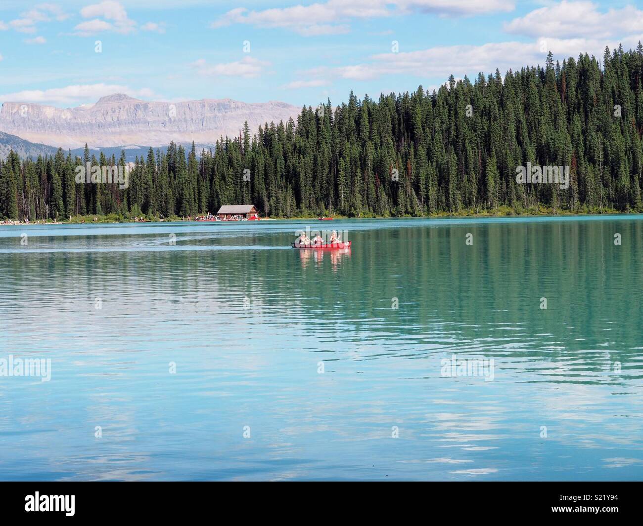 Canoe on Canadian lake Stock Photo - Alamy