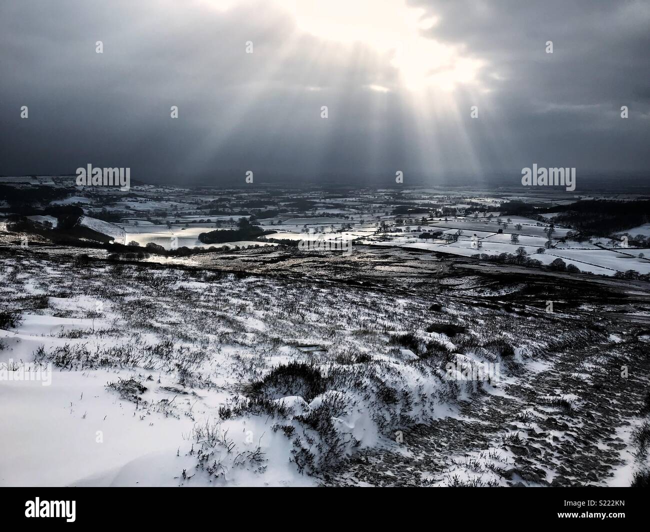 Winter landscape with dramatic sunlight Stock Photo - Alamy