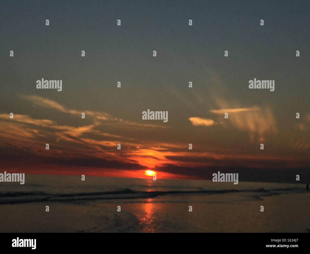 Red Sunset, Holmes Beach Stock Photo - Alamy