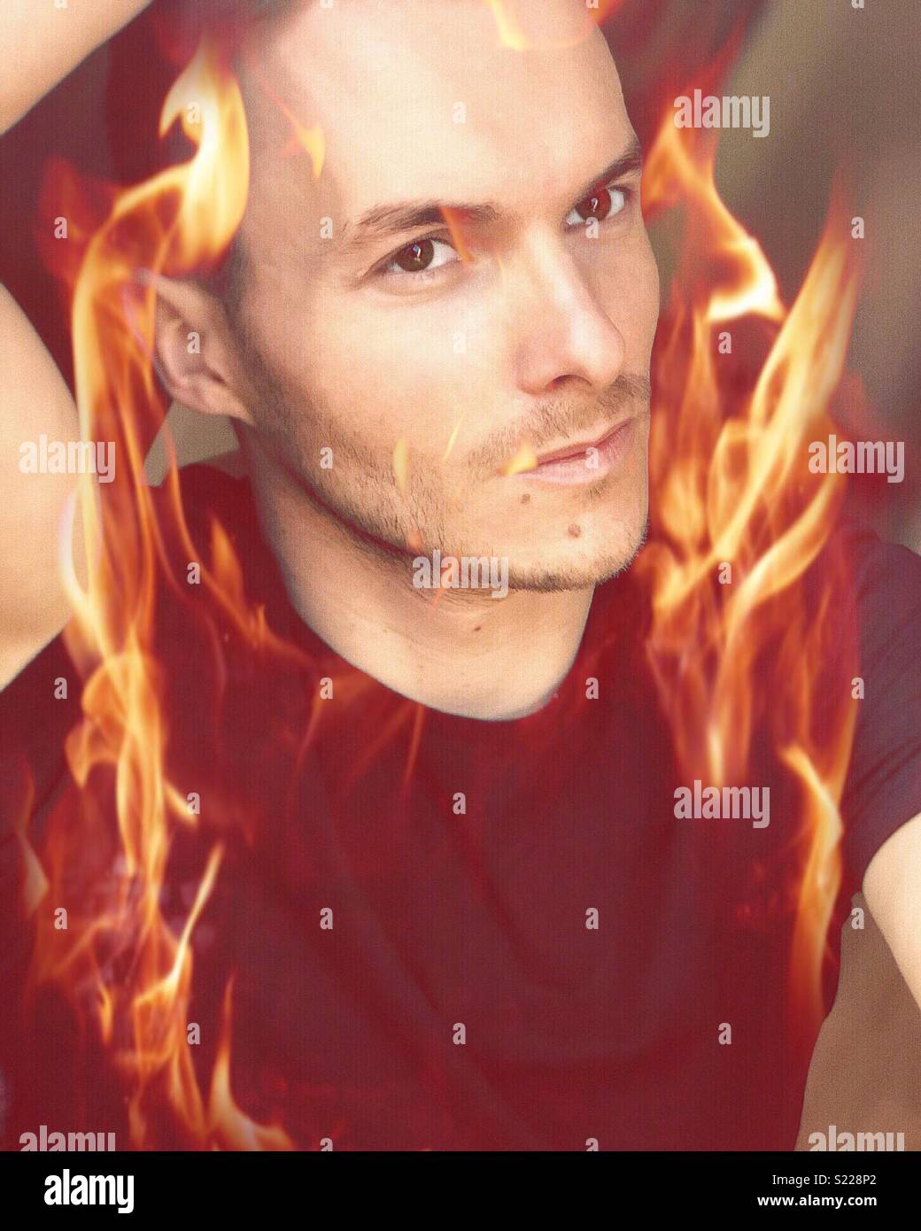 Boy on fire Stock Photo - Alamy