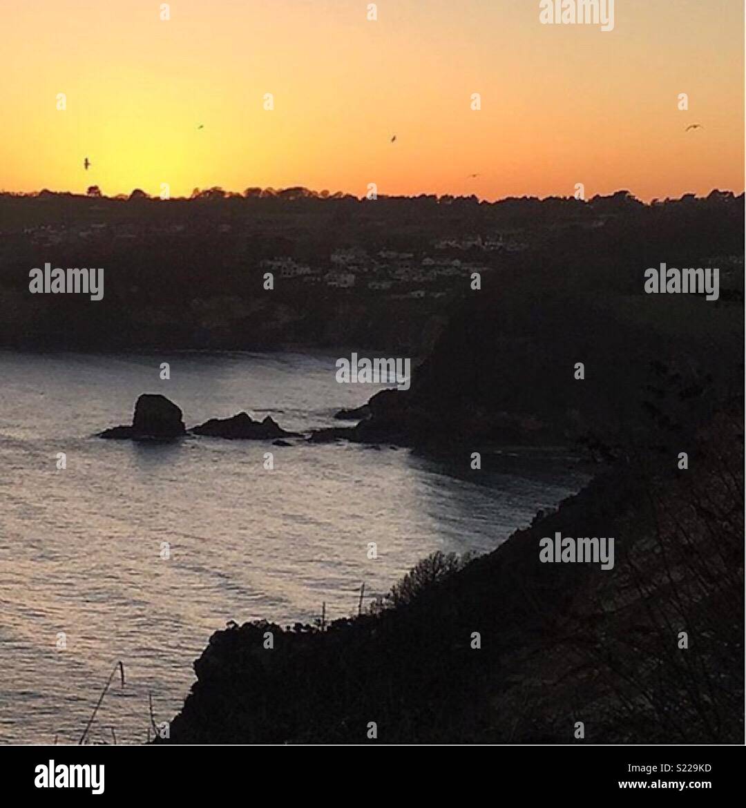 Sunset in Cornwall Stock Photo - Alamy