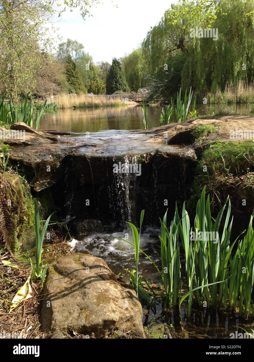 Park lake waterfall Stock Photo - Alamy