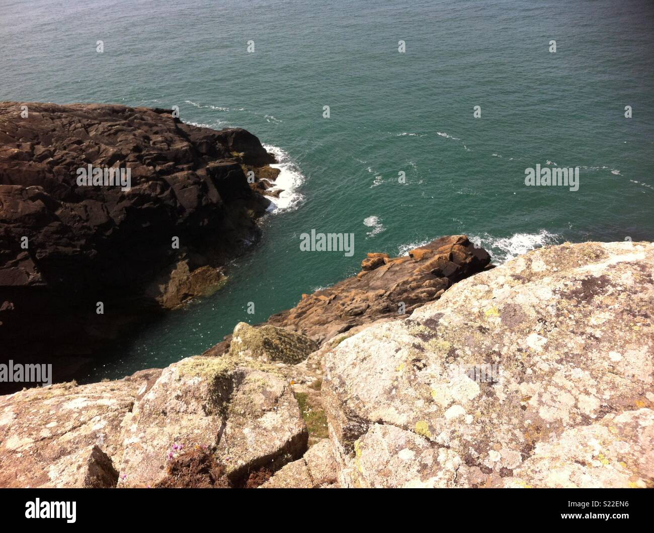 Cliff top view wales Stock Photo - Alamy
