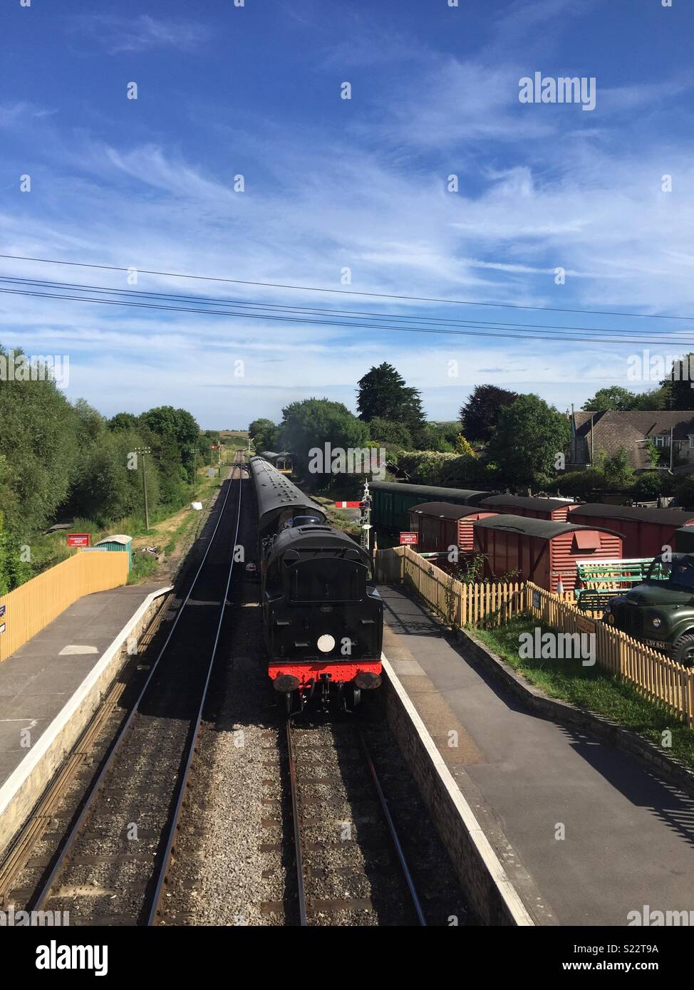 Steam train tracks Stock Photo - Alamy