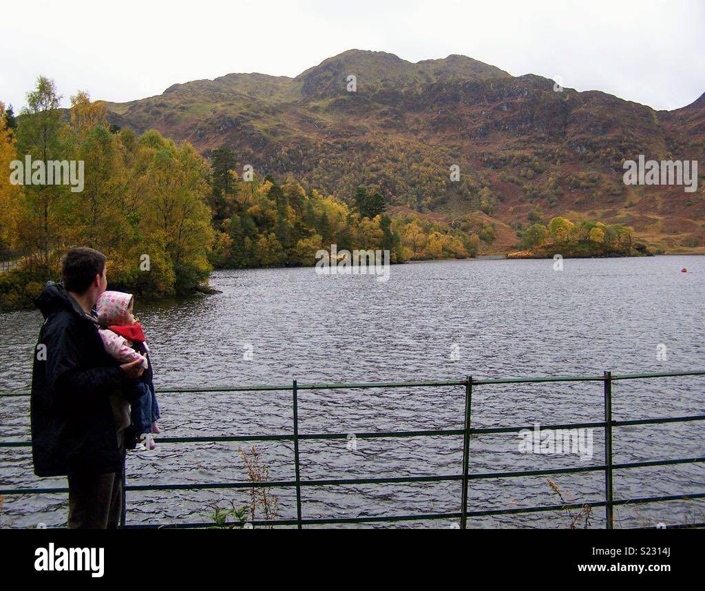 Father & Daughter view Loch Katrine Stock Photo - Alamy