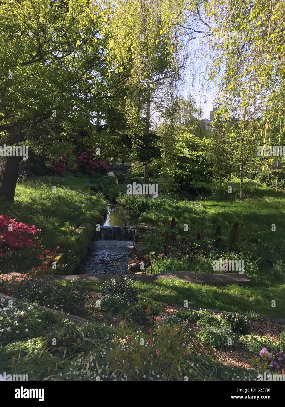 Waterfall in Spring taken in Bournemouth Stock Photo - Alamy