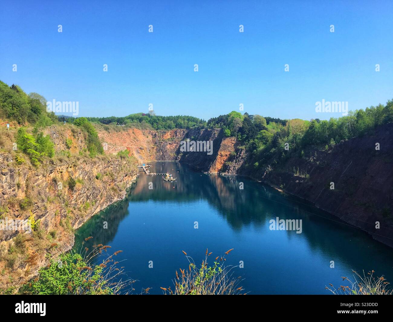 Zip Wire across a quarry in Chepstow, Wales UK Stock Photo - Alamy