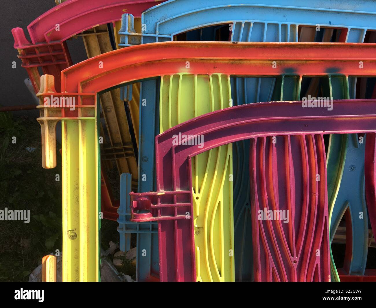Barriers in color and soft plastic Stock Photo - Alamy