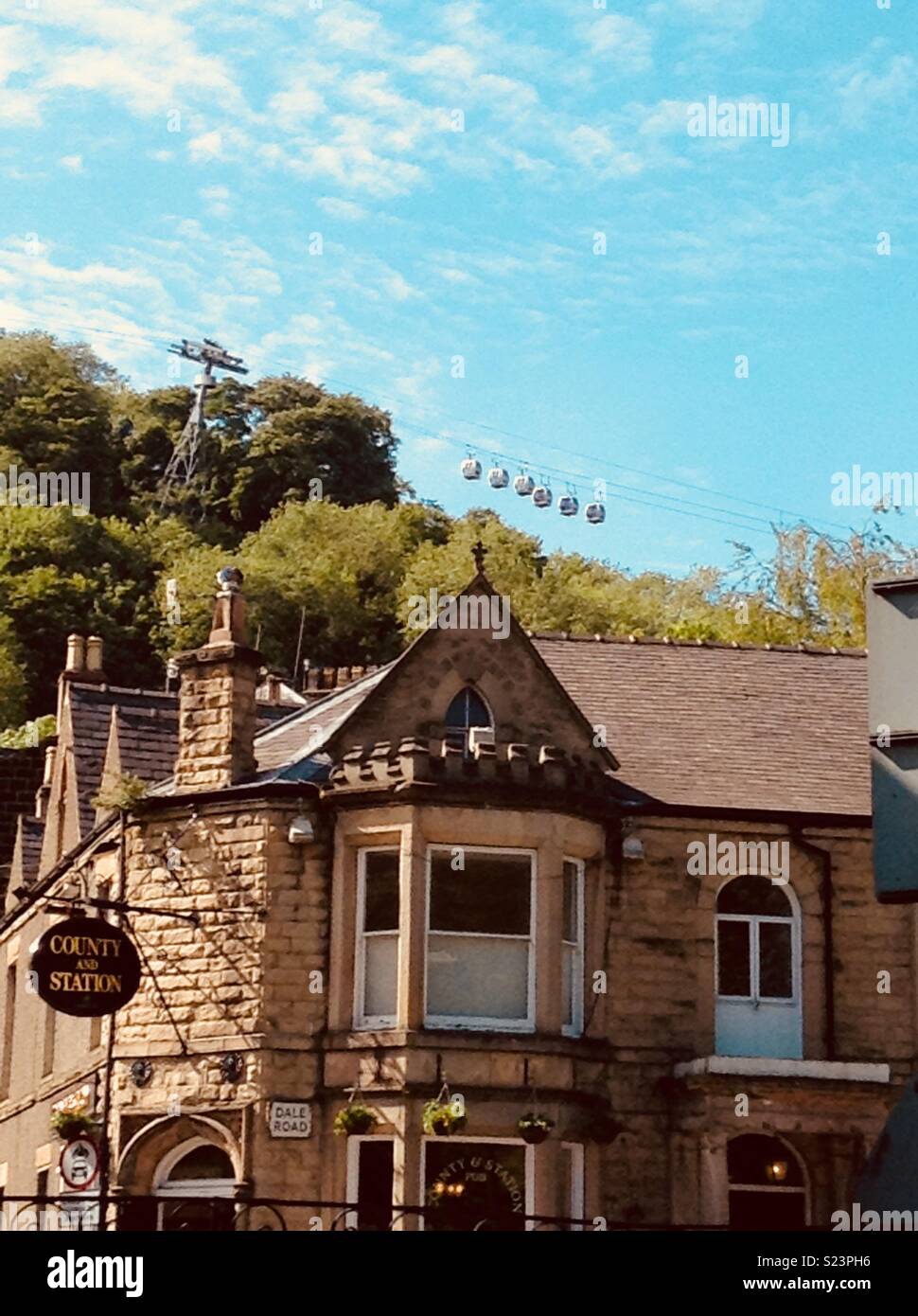Cable car to the heights of Abraham and pub in Matlock Bath, Derbyshire ...